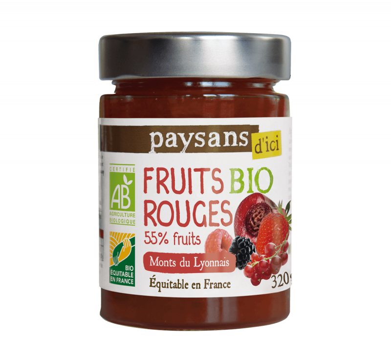 Confiture extra de fruits rouges des Monts Lyonnais - bio et équitable