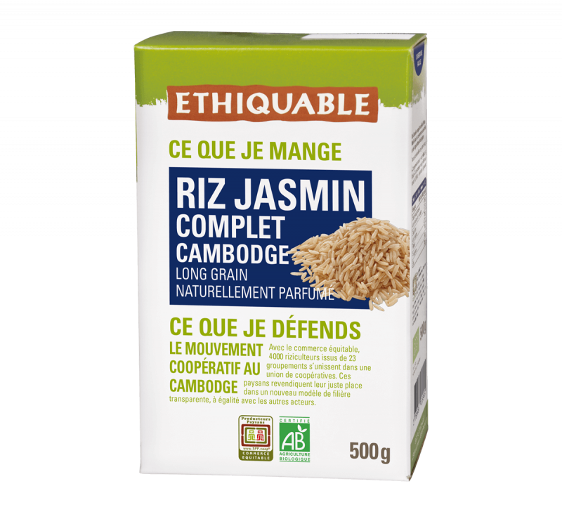 Riz jasmin bio complet du Cambodge issu du Commerce Equitable