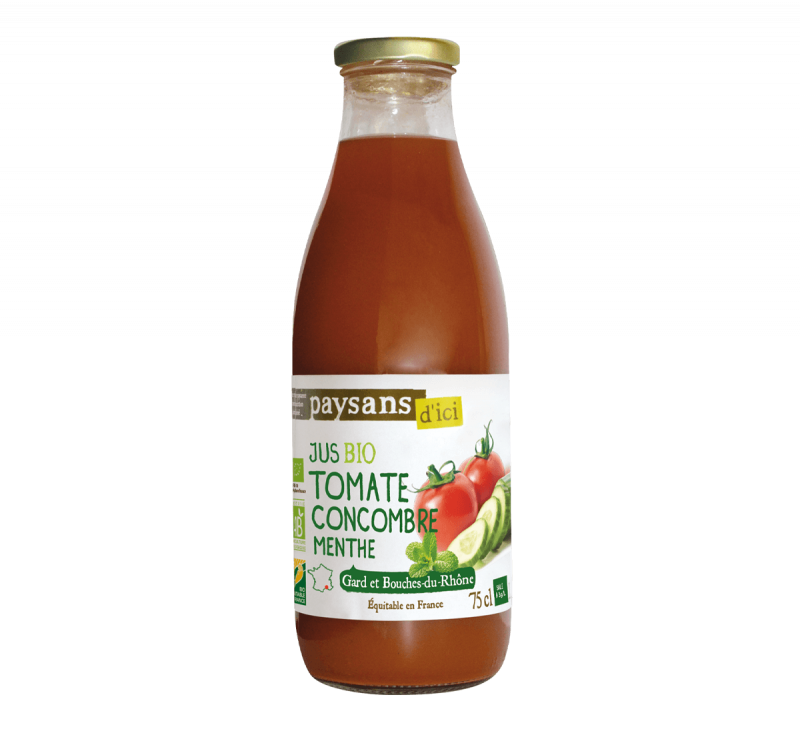 Jus tomate, concombre et menthe de France - bio et équitable