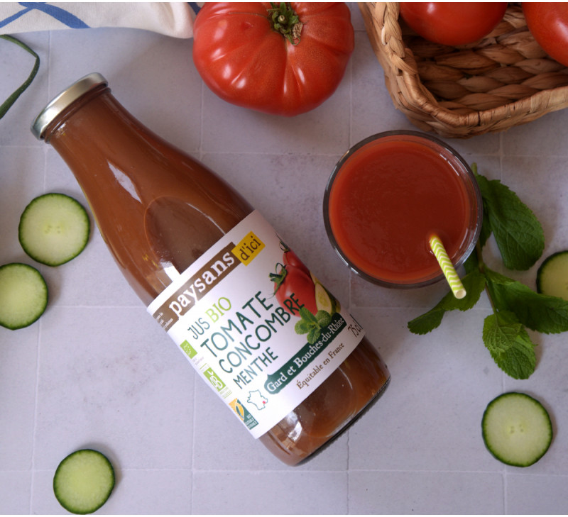 Jus tomate, concombre et menthe de France - bio et équitable
