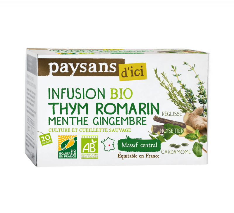 Infusion Thym, Romarin, Menthe et Gingembre bio et équitable - Paysans ...