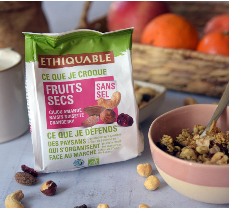 Mélange de fruits secs bio et issues du Commerce Equitable