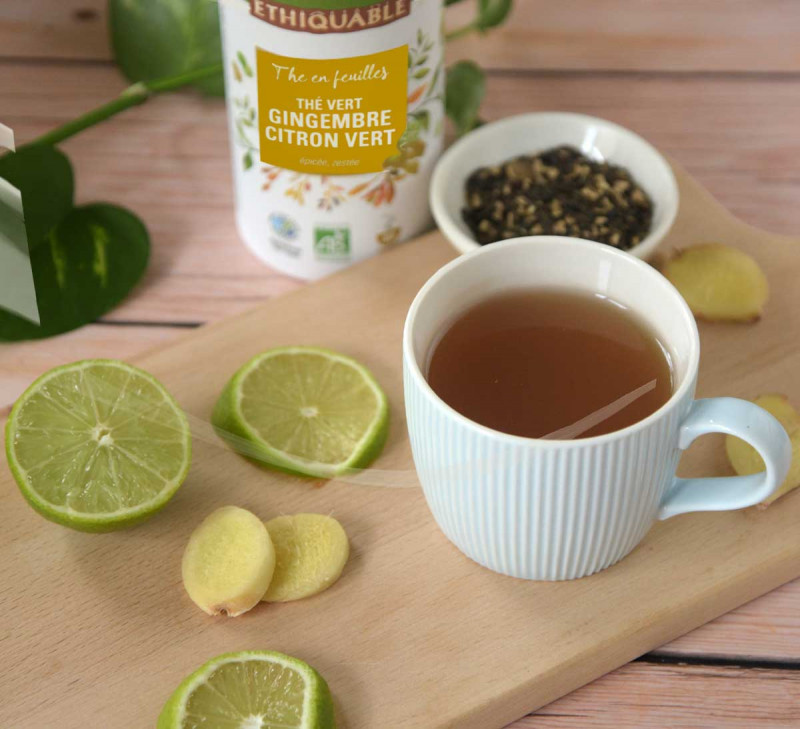 Thé vert Gingembre Citron vert bio en vrac issu du Commerce Equitable